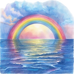 Rainbow Over the Ocean Clipart Bundle, 16 High-quality JPG, Craft Art ...