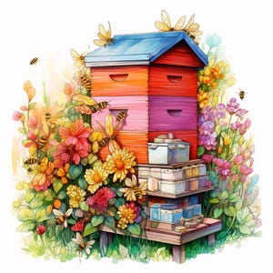 14 Honey Bee Hive Clipart Bundle, High-quality JPG, Craft Art, Card ...