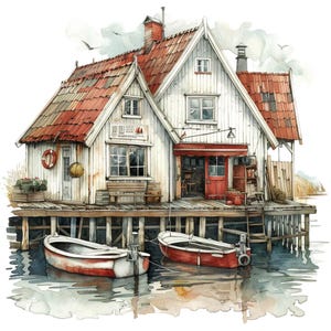 16 Folk Art Harbor Shops Clipart Bundle, 16 High-quality JPG, Craft Art ...