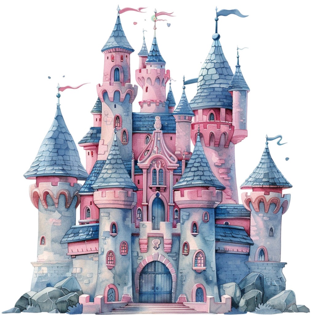 12 Pastel Princess Castle Clipart Bundle, 12 High-quality JPG, Craft ...