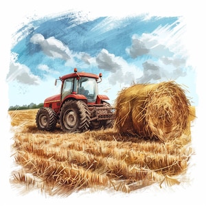15 Baling Hay Tractor on Farm Clipart Bundle, 15 High-quality JPG ...