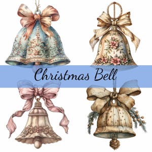 Christmas Bell With Bow Clipart Bundle, 16 High-quality JPG, Craft Art ...