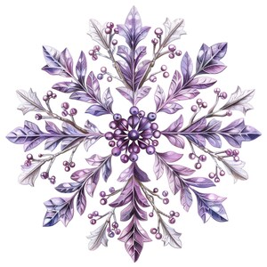 Snowflakes Purple and Silver Clipart Bundle, 16 High-quality JPG, Craft ...