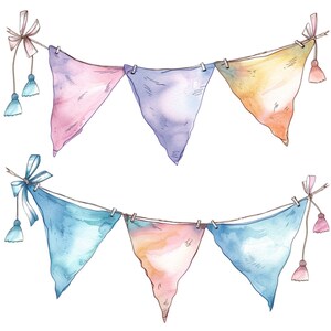 Pastel Bunting Clipart Bundle, 16 High-quality JPG, Craft Art, Card ...