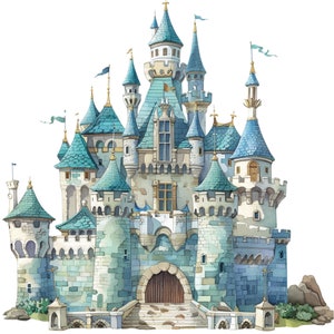 12 Pastel Princess Castle Clipart Bundle, 12 High-quality JPG, Craft ...