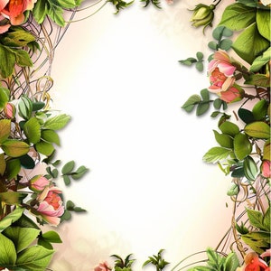 16 Vibrant Flower Page Frame Clipart Bundle, 16 High-quality JPG, Craft ...