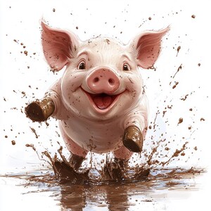 12 Pig in a Mud Puddle Clipart Bundle, High-quality JPG, Craft Art ...