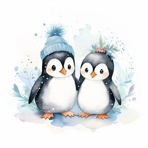 16 Winter Penguin Friends Clipart Bundle, 16 High-quality JPG, Nursery ...