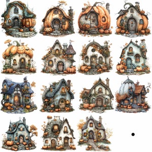 15 Halloween Pumpkin House Clipart Bundle, 15 High-quality JPG, Craft ...