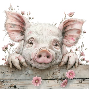 12 Pig in Pen on Farm Clipart Bundle, 12 High-quality JPG, Craft Art ...