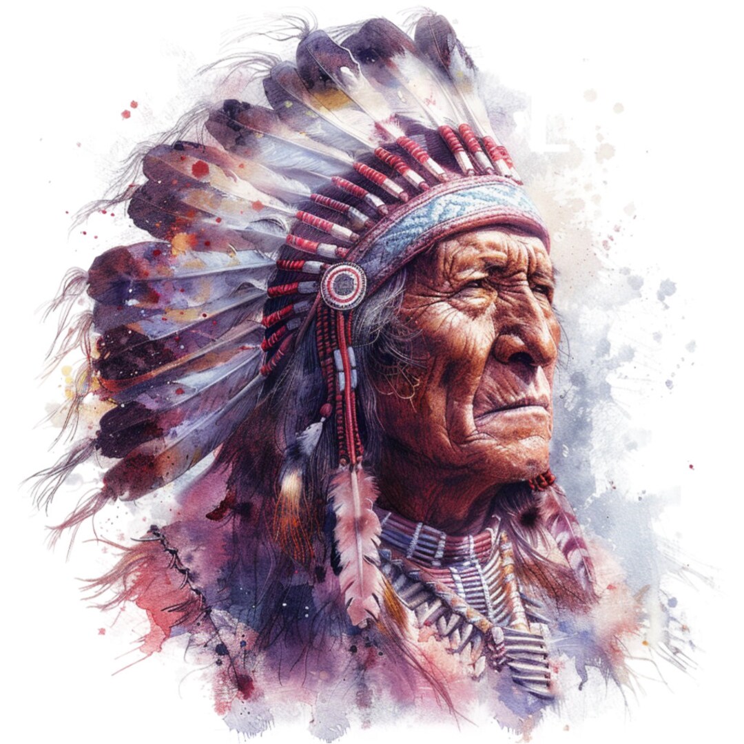 Native American Indian Chief Clipart Bundle, 16 High-quality JPG, Craft ...