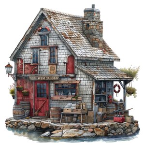 16 Folk Art Harbor Shops Clipart Bundle, 16 High-quality JPG, Craft Art ...