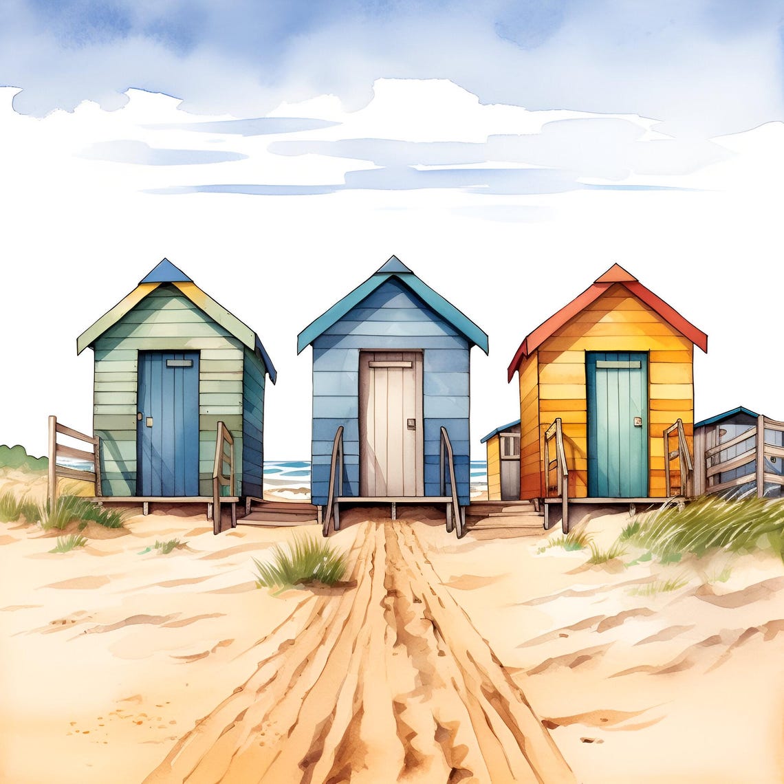 16 Beach Huts Clipart Bundle, High-quality JPG, Craft Art, Card Making ...