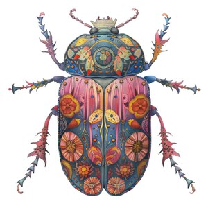 16 Folk Art Beetle Clipart Bundle, 16 High-quality JPG, Craft Art, Card ...