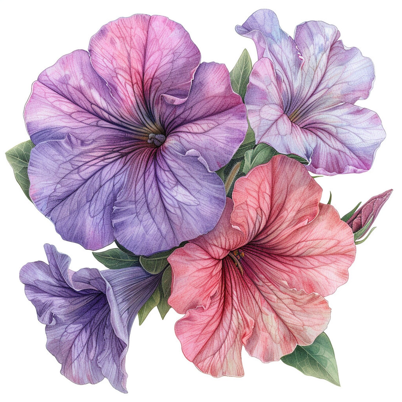 15 Petunia Flowers Clipart Bundle, 15 High-quality JPG, Craft Art, Card ...