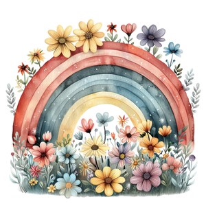 16 Rainbow With Flowers Clipart Bundle, 16 High-quality JPG, Craft Art ...