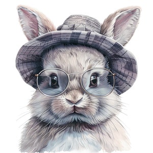 Bunny Rabbit With Hat and Sunglasses Clipart Bundle, High-quality JPG ...