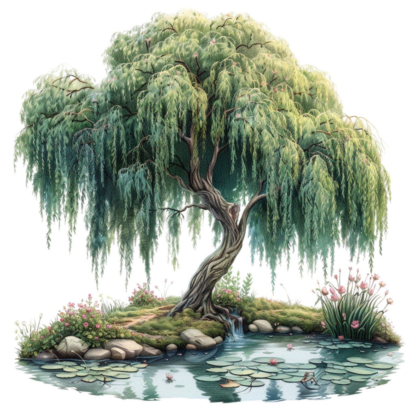 Weeping Willow Tree in Spring Clipart Bundle, 12 High-quality JPG ...