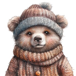 16 Polar Bear in Sweater Clipart Bundle, 16 High-quality JPG, Craft Art ...