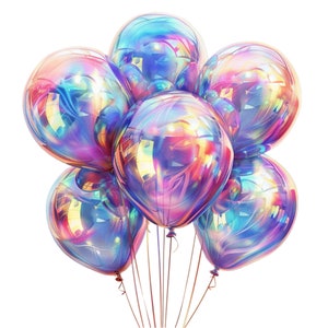 Iridescent Balloons Clipart Bundle, 14 High-quality JPG, Craft Art ...