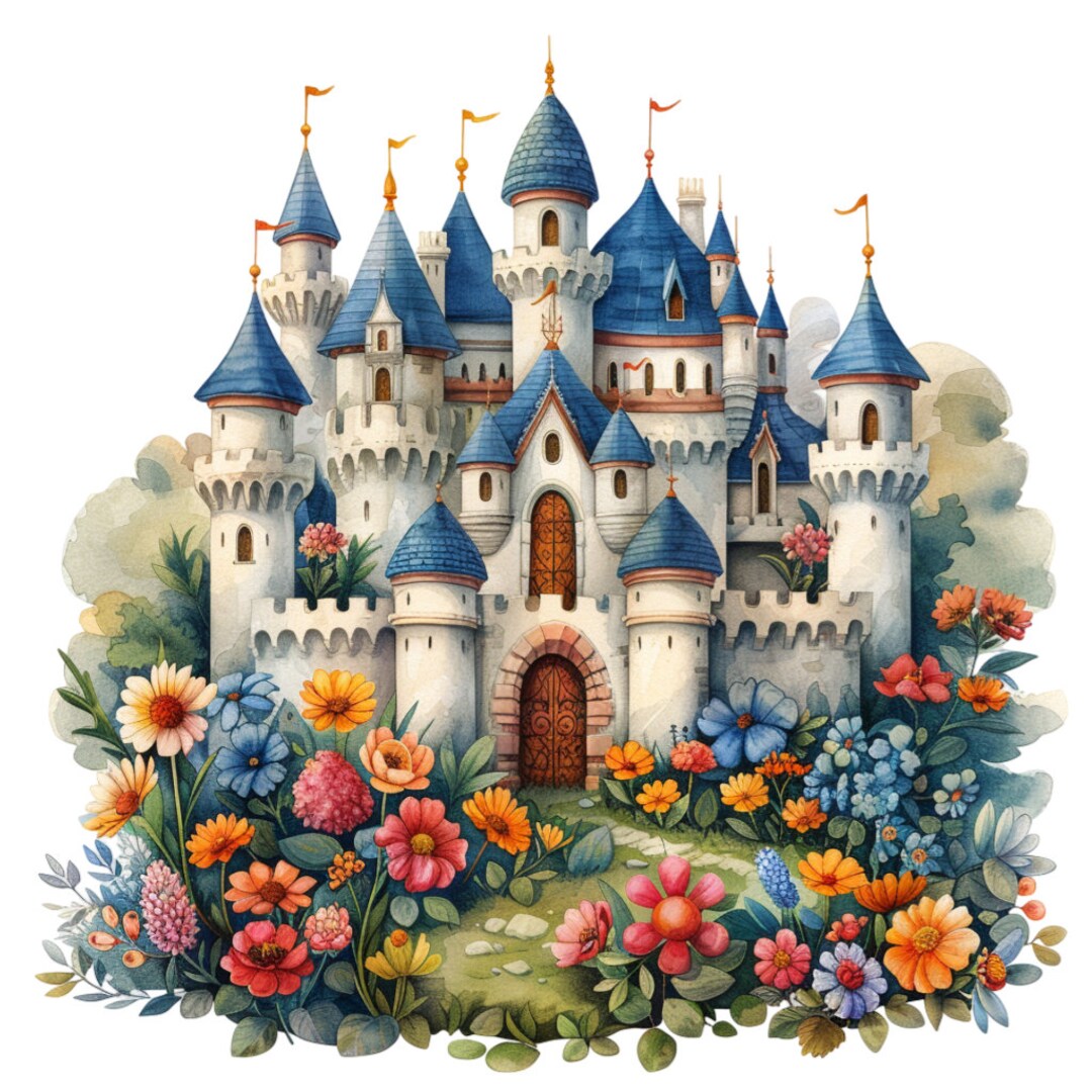 Fairy Tale Castle Flower Gardens Clipart Bundle, 16 High-quality JPG ...