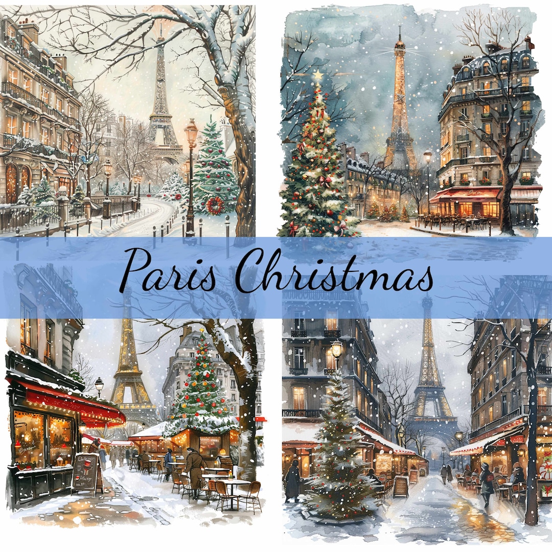 16 Christmas in Paris Clipart Bundle, 16 High-quality JPG, Craft Art ...