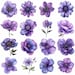 Boho Purple Flower Clipart Bundle, 16 High-quality JPG, Craft Art, Card ...