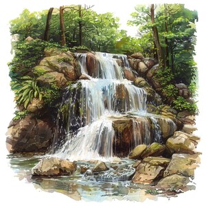 16 Forest Waterfall Clipart Bundle, 16 High-quality JPG, Craft Art ...