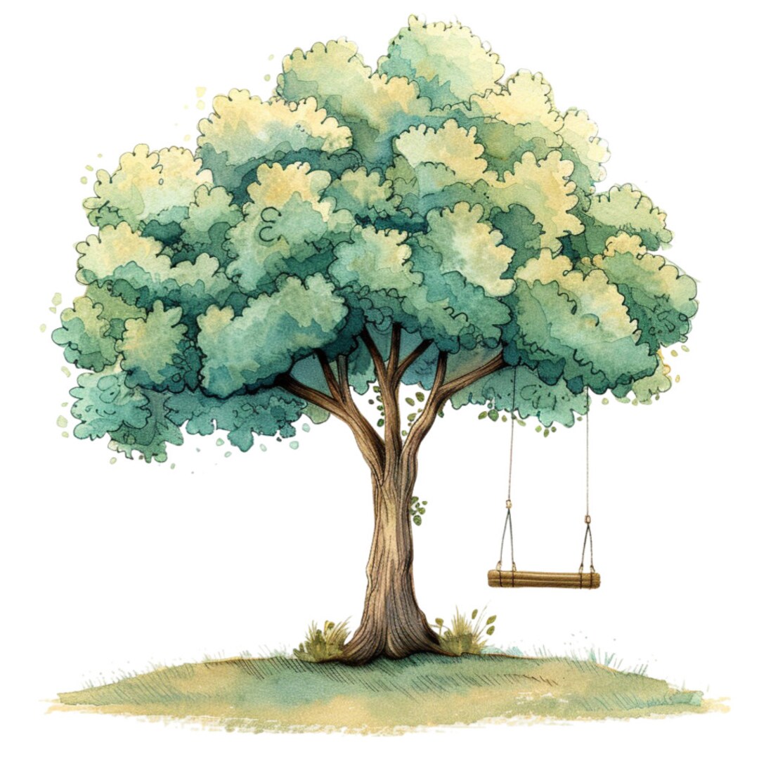 Tree With Swing Clipart Bundle,16 High-quality JPG, Craft Art, Card ...