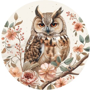 Vintage Floral Owl in Round Circle Clipart Bundle, 16 High-quality JPG ...
