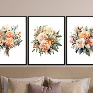 12 Peach Flower Wedding Bouquet Clipart Bundle, High-quality JPG, Craft ...