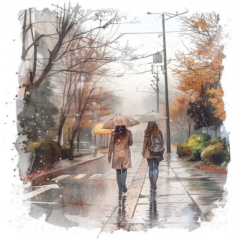 16 Woman Walking in the Rain Clipart Bundle,16 High-quality JPG, Craft ...