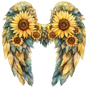 15 Angel Wings Sunflower Flower 15 Clipart Bundle, Transparent PNG ...