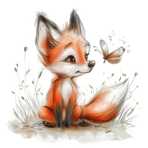 Fox and Butterfly Clipart Bundle, 16 High-quality JPG, Craft Art, Card ...