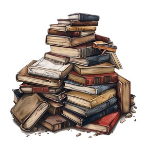 16 Messy Pile of Books Clipart Bundle, 16 High-quality JPG, Craft Art ...