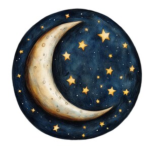 16 Moon Sky at Night Clipart Bundle, 16 JPG and Transparent PNG ...