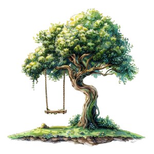 Tree With Swing Clipart Bundle,16 High-quality JPG, Craft Art, Card ...