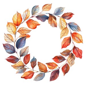 Autumn Fall Leaf Wreath Clipart Bundle, 16 High-quality JPG, Craft Art ...