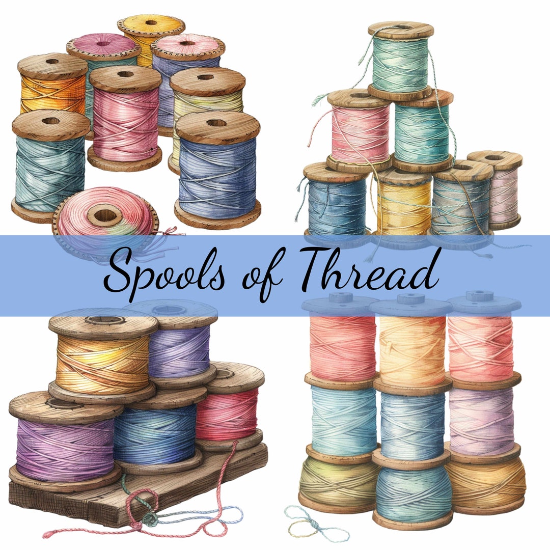 Spools of Thread Sewing Clipart Bundle, 16 High-quality JPG, Craft Art ...