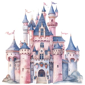 12 Pastel Princess Castle Clipart Bundle, 12 High-quality JPG, Craft ...
