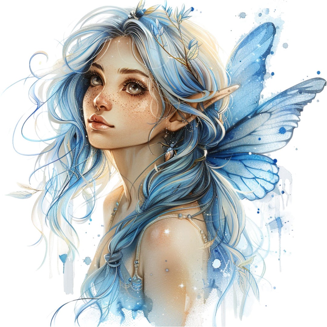 Blue Fairy Princess Clipart Bundle, 16 High-quality JPG, Craft Art ...
