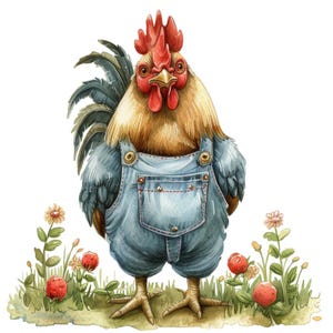 16 Rooster Chicken Boots Overalls Cowboy Hat 16 Clipart Bundle ...