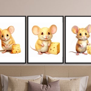 Cute Mouse With Cheese Clipart Bundle, High-quality JPG, Craft Art ...