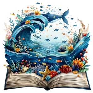 16 Open Book With Ocean Coming Out Clipart Bundle, High-quality JPG ...