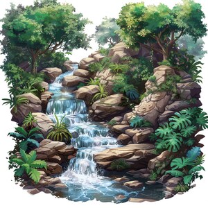 Rockey Forest Stream Clipart Bundle, 16 High-quality JPG, Craft Art ...