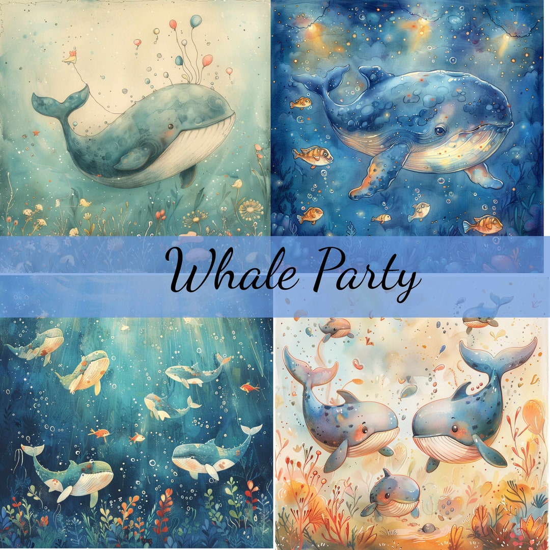 16 Whale Party Clipart Bundle, 16 High-quality JPG, Craft Art, Card ...