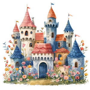 Fairy Tale Castle Flower Gardens Clipart Bundle, 16 High-quality JPG ...
