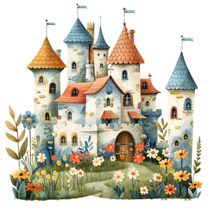 Fairy Tale Castle Flower Gardens Clipart Bundle, 16 High-quality JPG ...
