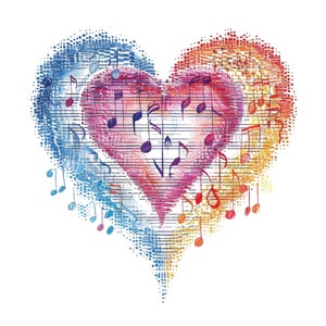 Hearts and Music Notes Love Clipart Bundle, 15 High-quality JPG, Craft ...