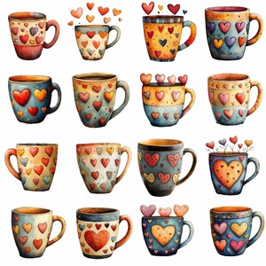 16 Coffee Mug Heart Clipart Bundle, Transparent PNG Download, Card ...